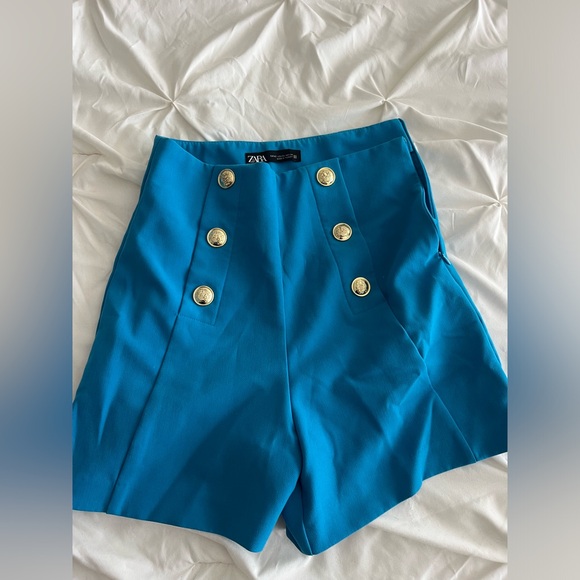 Zara | Shorts | Zara Turquoise Skirt With Gold Accents | Poshmark